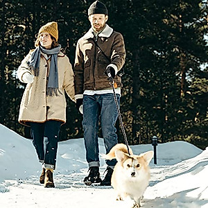 Chew Proof Metal Leash Chain Dog Leash for Medium Large Dogs, Chain Link Dog Leash Anti Chew 5FT Strong Anti Bite Dog Leash Comfortable Soft Padded Handle Black