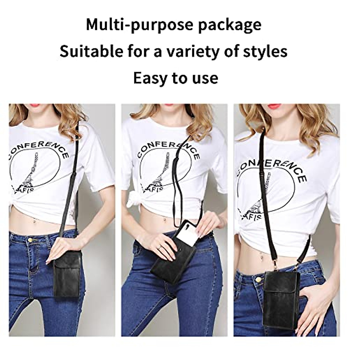 Tingya Small Crossbody Bag Cell Phone Purse Wallet with Credit Card Slots for Women (Black)