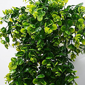 2pcs Artificial Hanging Plants Fake Hanging Plant Faux Eucalyptus Leaf Greenery Vine Outdoor UV Resistant Plastic Plants