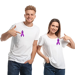 150 Pieces Purple Ribbon Awareness Pancreatic Cancer Awareness Pins Domestic Violence Awareness Lupus Overdose Alzheimers Cancer Awareness Pins Purple Brooch with Safety Pins for Charity Public Event