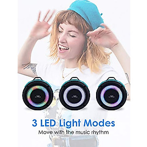 SKYWING Soundace S6 IPX7 Waterproof Shower Speaker 5W Bass+ Bluetooth Speaker with Suction Cup Hook Lanyard RGB Light, Premium Mini Portable Outdoor Wireless Speaker for Bike Pool Beach