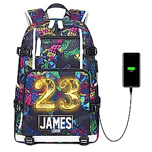 Ansigeren Basketball Player Star JMS 23 Creative Backpacks Sports Fan Bookbag Travel Student Backpack For Men Women (1)
