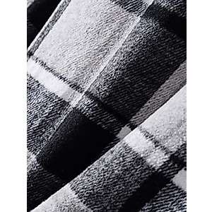 ZAFUL Classic Plaid Shirt for Men Plaid Print Flannel Shirt Gray L
