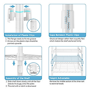 VIPEK S3 Freestanding Clothes Rack Heavy Duty Garment Rack 6-Tier Shoe Racks Closet Storage Organizer Large Wardrobe, Hanging Rod, Adjustable Metal Shelf, 68.9" L x 15.7" W x 76.4" H, White