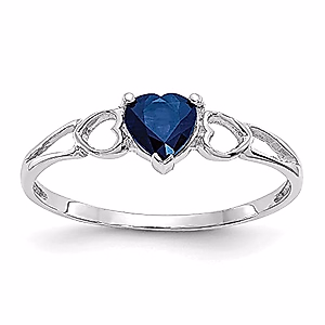 IceCarats 10K White Gold Blue Sapphire Heart Love Ring Gemstone Band September Birthstone Jewelry Size 6