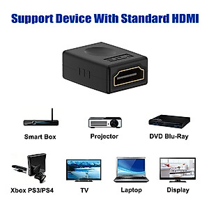 VCE HDMI Coupler 10-Pack, HDMI Female to Female Connector Adapter 3D 4K 1080P HDMI Cable Extender Compatible with Roku TV Stick Chromecast, Switch, Xbox One, PS4 PS3, PC and More