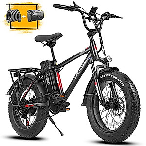 SAMEBIKE 750W Electric Bikes for Adults Up to 65 Miles EBike 4.0" Fat Tire Electric Bike 27 Mph Moped Electric Mountain Bike with 48V 13Ah Battery, Shimano 7 Speed, USB Display