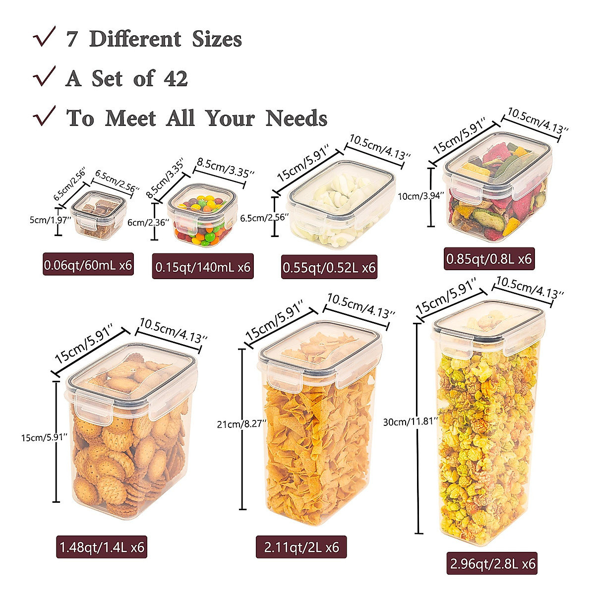 Ogrmar 42 PCS Airtight Food Storage Containers Set with Lids, Plastic Kitchen and Pantry Organization, BPA Free Storage Containers, Leak-proof Canisters for Food, Labels & Measuring Spoons & Marker