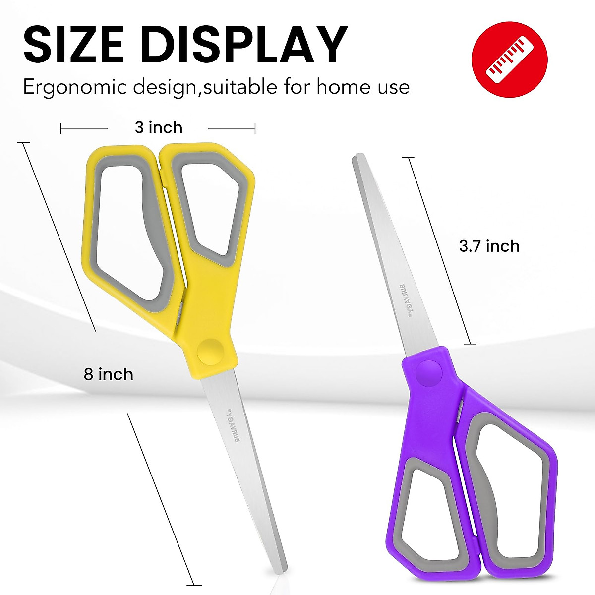 8" Multipurpose Scissors Bulk 18-Pack, Right/Left Handed Comfort-Grip Handles Ultra Sharp Blade Shears Sturdy Sharp Scissors for Office Home School Sewing Fabric Craft Supplies…