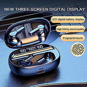 OCUhome TWS Wireless Earbuds, D2 Wireless Earbuds Rechargeable LED Display Fingerprint Touch Control Mini Bluetooth 5.2 in-Ear Headsets for Sports Pink