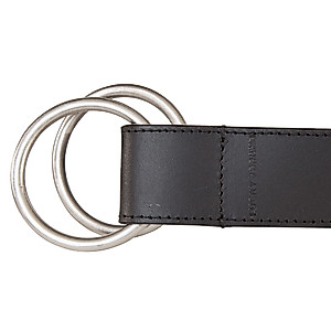 Lucky Brand Women Leather Bold Fashion Statement Belts, Double Ring Pullback-Black, L/XL (31-35")