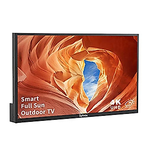 SYLVOX 55 inch Outdoor TV, 2000 nits Full Sun Outdoor Smart TV, 4K UHD Outside Television IP55 Weatherproof, Auto Brightness, ATSC & NTSC Tuner, Support Bluetooth & 2.4G WiFi, for Outside, Backyard