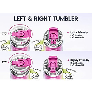 Meoky 24oz Travel Mug, Triple Insulated Stainless Steel Tumbler with Handle and 2-in-1 Straw and Sip Lid, 100% Leak Proof, Keeps Cold for 24 Hours or Hot for 8 Hours, Cupholder Friendly (Carnival)