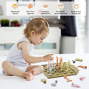 Vicloon Toddler Montessori Toys, Silicone Farm Educational Toys for 1 Year Old, Shape Sorting Vegetable & Fruits Fine Motor Skills Game for 1-3 Year Old Boys Girls Preschool Kids Gifts