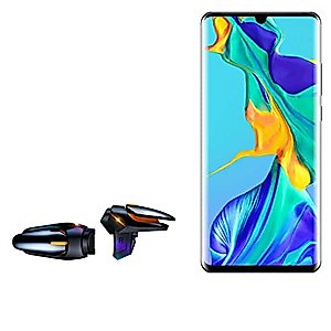 BoxWave Gaming Gear Compatible With Huawei P30 Pro - Touchscreen QuickTrigger Auto, Trigger Buttons Autofire Gaming Mobile FPS - Jet Black