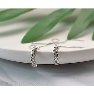 Sterling Silver Earrings Cubic Zirconia Earrings Hypoallergenic Earrings Tassel Earrings Threader Earrings Wave Ear Cuff Silver-Tone Earrings for Women Sensitive Ear Elegant Gift