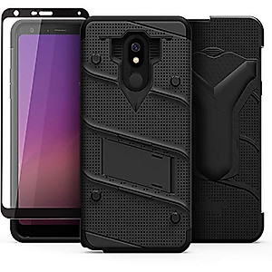 ZIZO Bolt Series for LG Stylo 5 Case Military Grade Drop Tested with Full Glass Screen Protector Holster and Kickstand Black Black