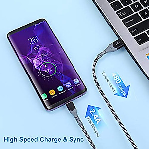 Adaptive Fast Charging Wall Charger with USB C Cable 10ft, Excgood USB Fast Charger Type C Charger Compatible for Samsung Galaxy S23 Ultra A13 A03s A53 A23 S22 S21 S20 S10 S9 Android Phone-2Pack,Black