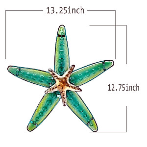 JOYBee Metal&Fused Glass Starfish Wall Art Decor,Sea Life Nautical Home Decor,Wall Art13.25inch*12.75inch, Decoration for Garden,Home,Patio,Kitchen,Bathroom, Coastal Decorations