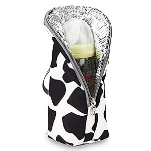 TRENDPLAY Baby Bottle Insulated Tote Bag, Portable Bottle Warmer Storage Organizer for 1 Bottle, for Travel Stroller (Cow)