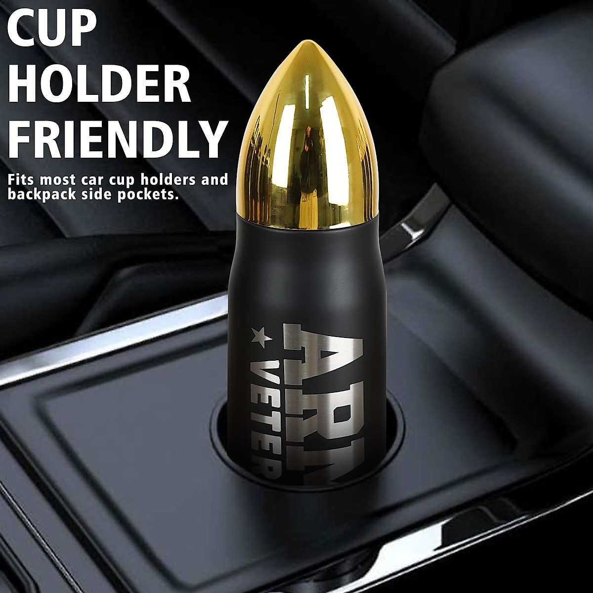 qchdln 17 OZ Veteran Bullet Tumbler with Lid - Ideal Gifts for Men Father's Day, Birthday, Veterans Day, Christmas - Perfect for Air Force, Navy, Army, Military & Veterans Cup