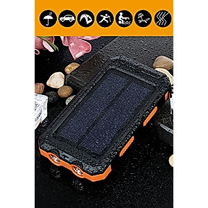 Suscell Solar Charger,20000mAh Solar Power Bank,Waterproof Portable Charger with Dual 5V USB Port/LED Flashlight Compatible with All Smartphone External Battery Pack Perfect for Outdoor/Camping/Trip