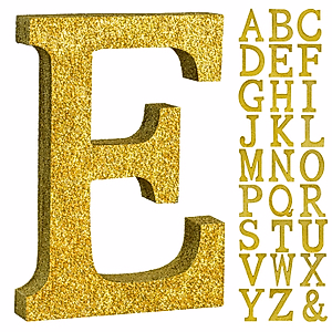 TONIFUL 8 Inch Gold Glitter Letter E Table Centerpiece A-Z Gold Birthday Party Decorations,Gold Alphabet E for Birthday,Chrismas,Graduation,Bridal Shower,Wedding,Anniversary Party Supplies