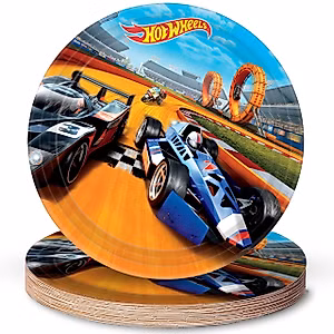 Hot Wheels Wild Racer Round Plates (9", Pack of 8) - Vibrant Multicolor Paper Party Plates - Ideal for Kids Birthday or Hot Wheels Themed Celebrations