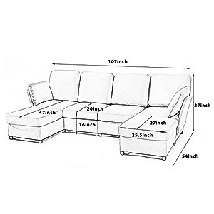 AMERLIFE Modular Sectional Couch with Ottomans- 6 Seat Sofa Couch for Living Room, Convertible U Shaped Couch with Chaise, Oversize Sofa Beige