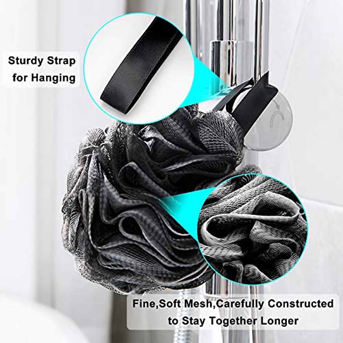 Loofah Bath Shower Sponge Body Scrubber,75g Exfoliate Mesh Pouf Shower Bouquet,3 Pack Body Wash for Women and Men
