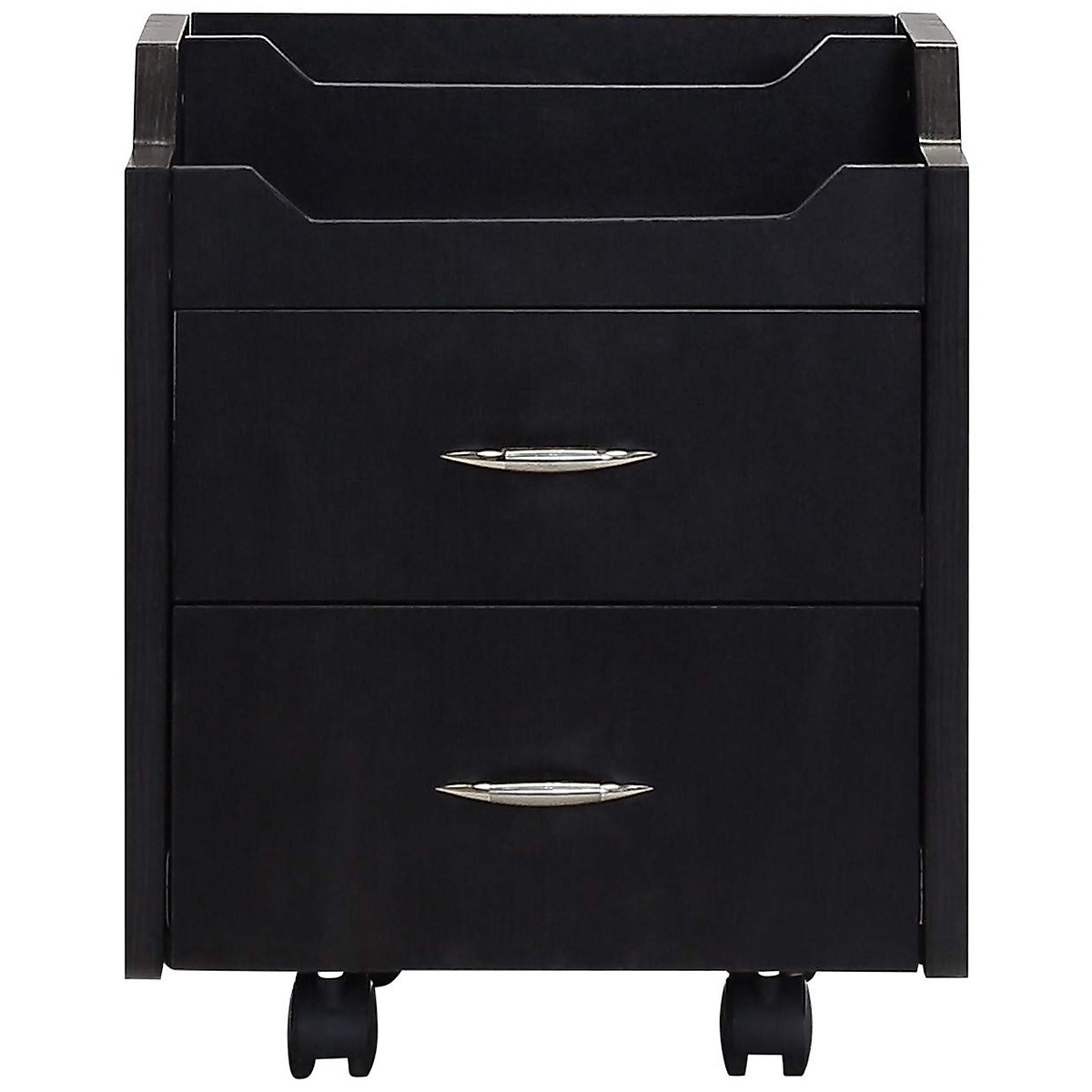 J & A Wood Top Pedicure Cart/Trolley with Two Full Functional Utility Drawers, Heavy Duty Swivel Casters with Lock, Sleek Modern Design, in Walnut, JA-JM-CART-Walnut