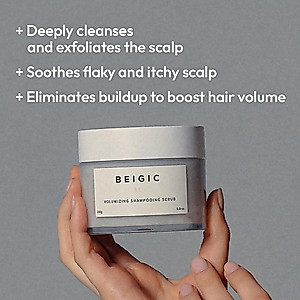 BEIGIC Volumizing Shampooing Scrub – Korean Haircare Vegan Scalp Exfoliator & Shampoo w/Sacha Inchi Oil & Sea Salt for Buildup, Flakes, Clarifying Itchy Scalp (8.81 Oz)