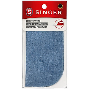 SINGER 00064 Faded Blue Denim Iron On Patches, 5-Inch X 5-Inch, 2-Count,