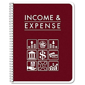 BookFactory Income and Expense Log Book/Tracker/Small Business Ledger Book/Accounting & Bookkeeping Ledger Log Book/LogBook 108 Pages - 8.5" x 11" Wire-O (LOG-108-7CW-PP-(IncomeExpense)-BX)