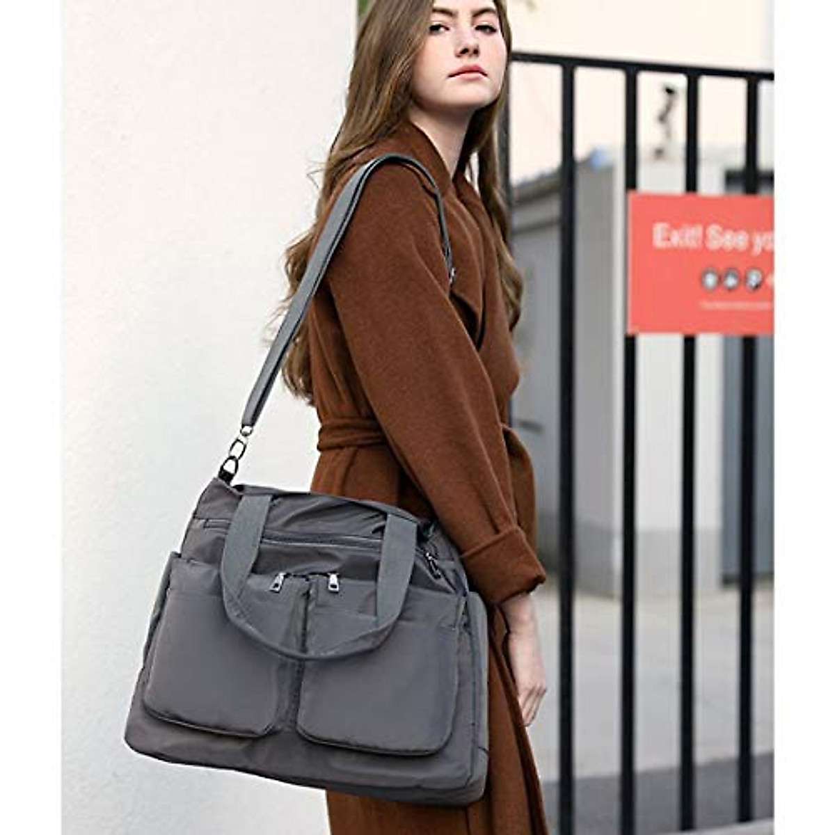 Crossbody Bags for Women, Nylon Purse with Multi Pockets Large Shoulder Bags Handbags for Travel & Work & Daily Use -Wine red