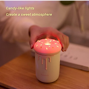 USB Cool Mist Mini Humidifier with Night Light,250ml Sweet Humidifier for Bedroom Home Room Office Car with Adjustable Mist Mode(Pink)