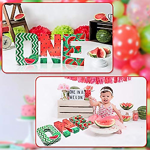Distaratie Watermelon One Letter Sign-Red One in a Melon Cake Smash Photo Prop Watermelon First Birthday Party Decorations Large Freestanding Paper Mache 1 Year Old Number Sign