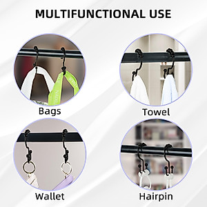 Shigat Shower Curtain Hooks for Curtain Rod, Shower Curtain Rings, Rust-Proof Metal Double Glide Shower Curtain Hooks for Bathroom Shower Curtain Rods, Set of 12 Shower Curtain Hooks (Black)