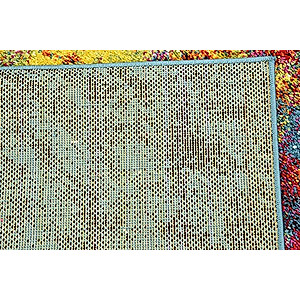 Unique Loom Estrella Collection Abstract, Gradient, Modern, Sunburst, Distressed Area Rug, 6 x 9 ft, Multi/Navy Blue