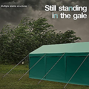 FINFREE 10 x 20 ft Heavy Duty Carport with Removable Sidewalls and Doors，Car Cnopy with 4 sandbags, Garage Shelter for Outdoor Party, Birthday, Garden, Boat, Green