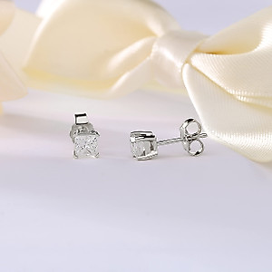 10k White Gold 3/8Ct TDW Princess Diamond Stud Earring by DZON Love Gift for Women (H-I, I2-I3)
