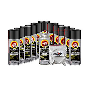 Fluid Film BLACK (12 Aerosol Cans) with DU-MOST 2' Extension Hose & Nozzle, Long Lasting Corrosion Prevention, Penetrant & Lubricant, Marine, Automotive & Snow-Handling Vehicles Undercoating, 11.75 Oz