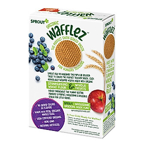 Sprout Organic Baby Food, Stage 4 Toddler Snacks, Blueberry Apple Wafflez, Single Serve Waffles 5 Count(Pack of 10)