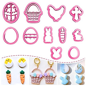 Keoker Polymer Clay Cutters, Easter Polymer Clay Cutters for Earrings Making, 11 Shapes Easter Day Clay Cutters, Small Easter Clay Cutters for Polymer Clay Jewelry