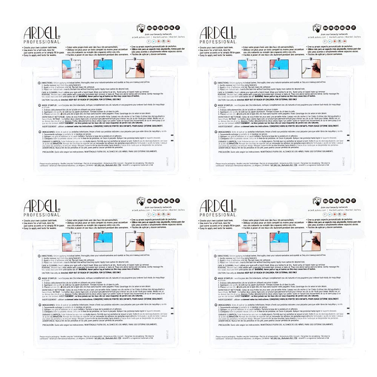 Ardell False Eyelashes Double Up Individuals Knot-Free Short Brown 4 Pack