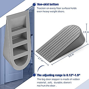 Crosize Grey Extra Large Door Stopper, High 1.9 Inches Big Door Stop for Floor Rubber Doorstop Wedge, Door Gaps and Prevent The Lock-Outs, Floor Sturdy Door Stopper for Heavy Duty Door Bottom of Door