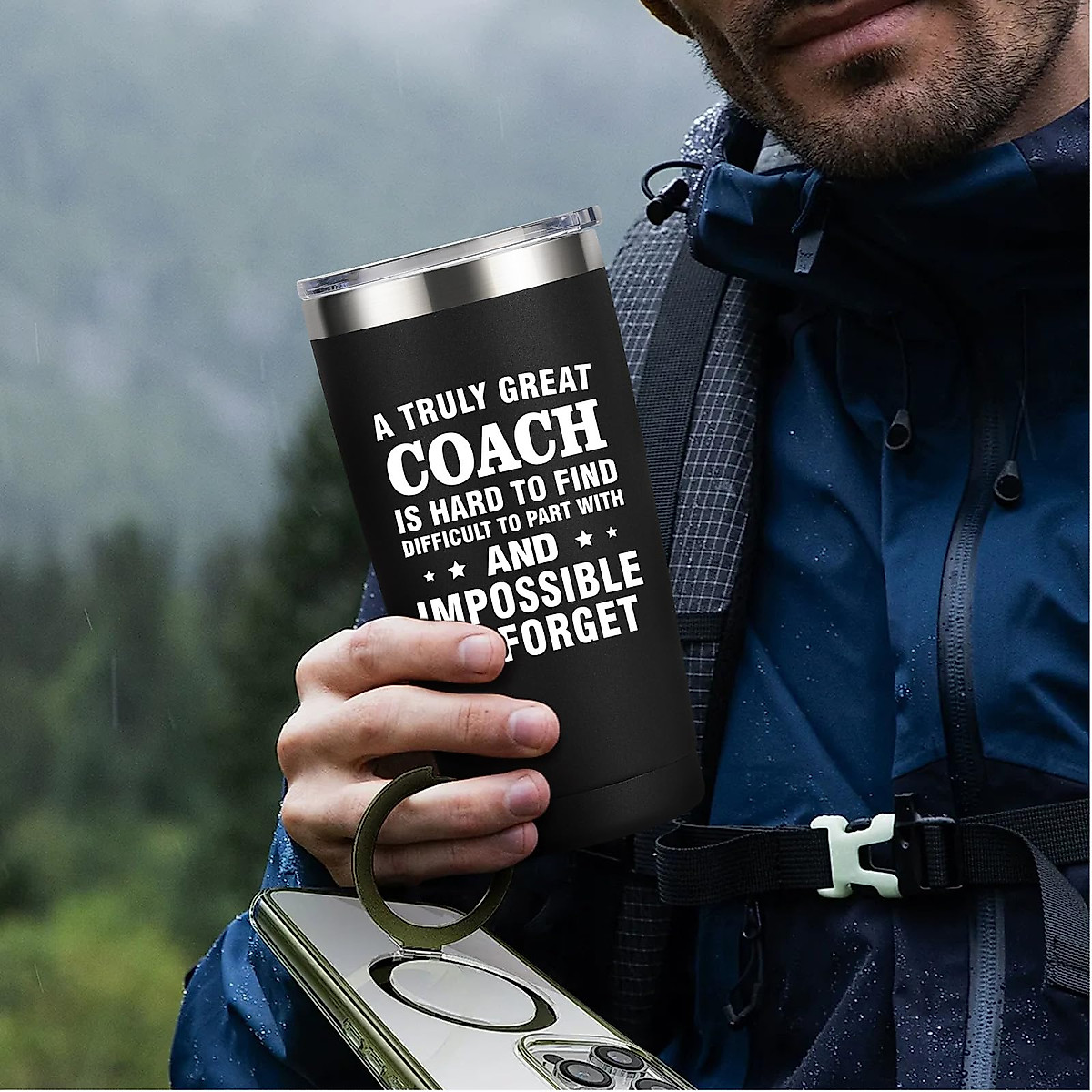 KIKERRO Soccer Coach Gifts for Men & Women, Football, Baseball, Softball, Swim, Basketball, Cheer - Funny Gift Idea for Appreciation, Christmas, Birthday, 20oz Insulated Coach Tumbler, Black