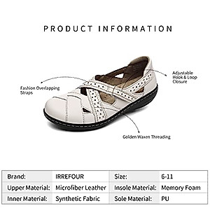Irrefour Women's Classic Beige Genuine Leather Casual Loafer Cute Slip-On Fashion Closed Toe Flat Sandal Comfy Work Sandal Everyday Walking Shoe 1607-MI110