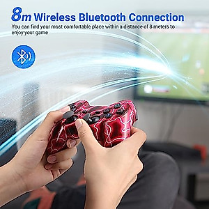 Powerextra Pro PS-3 Wireless Controller for Play-Station 3 with High Performance Upgraded Joystick Rechargeable Battery Double Shock for PS-3（Lightning + Galaxy）