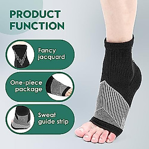 SIATELOO Ankle Brace Compression Socks For Women & Men，2 Pair, Plantar Fasciitis Sleeves with Foot Arch Support Reduces Swelling & Heel Spur Pain(as1, alpha, l, regular, regular,Gray and pink)